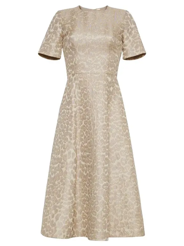Adam Lippes Evangeline Leopard Print Midi Dress - Neutrals