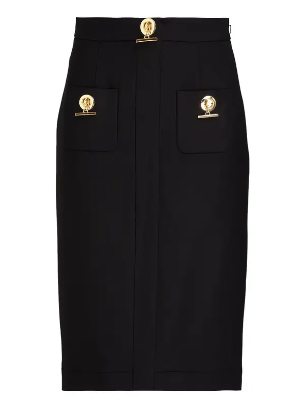Moschino Embellished Grain De Poudre Pencil Skirt - Black