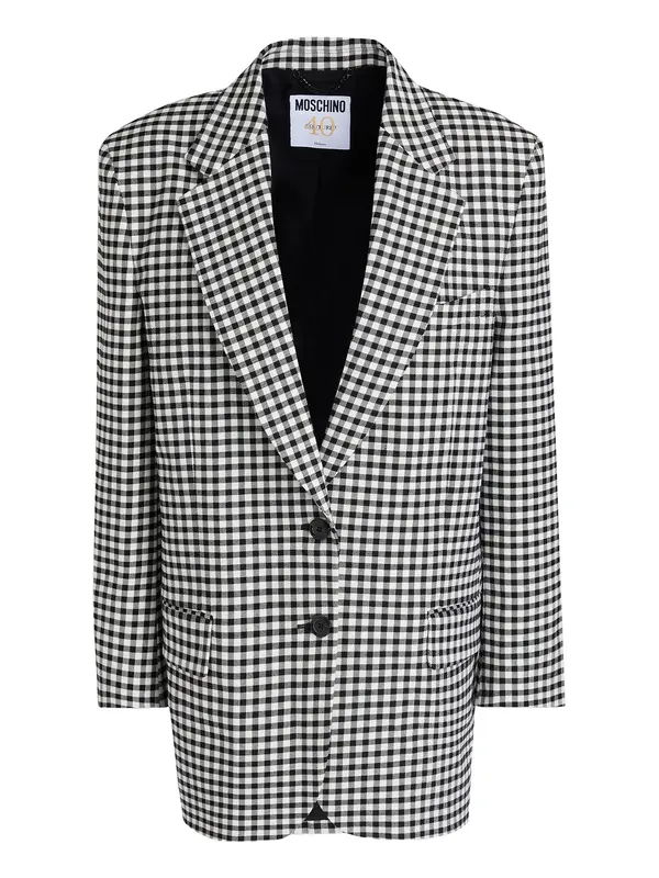 Moschino Gingham Cotton-blend Blazer - Black
