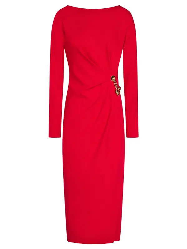 Moschino Embellished Ponte Midi Dress - Red