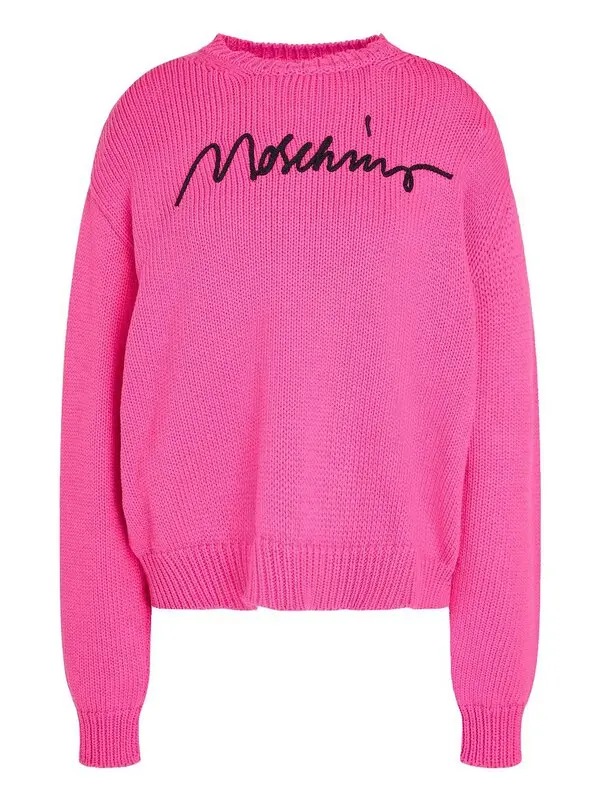 Moschino Embroidered Cotton-blend Sweater - Pink