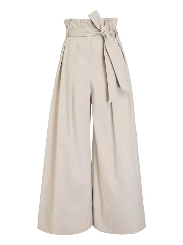 Moschino Pleated Wide-leg Twill Pants - Stone
