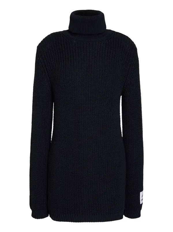 Moschino Ribbed Cotton Turtleneck Sweater - Navy