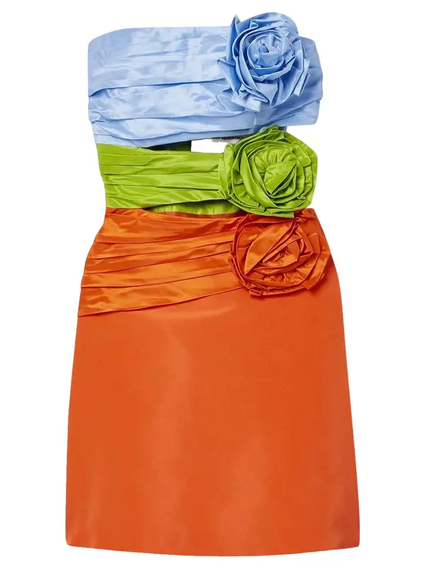 Carolina Herrera Strapless Colorblock Mini Dress - Multicolor