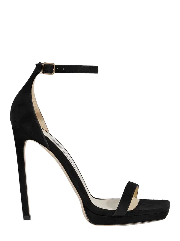 JIMMY CHOO Alva 120 Suede Sandals - Black