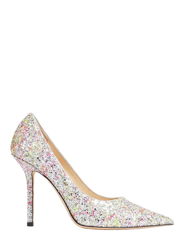 JIMMY CHOO Love 100 Glittered Woven Pumps - Silver