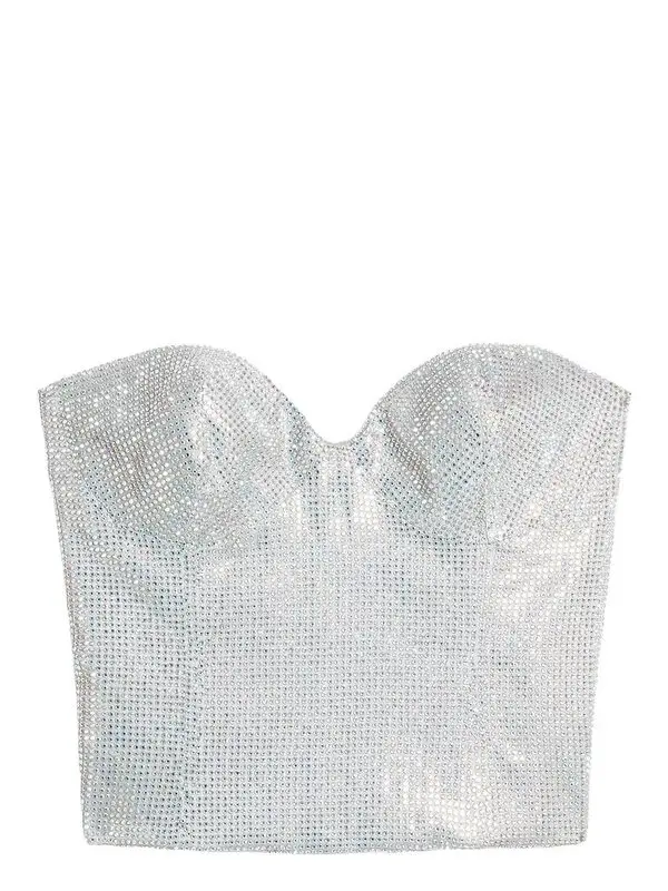Costarellos Iridescent Crystal-embellished Bustier Top - Silver