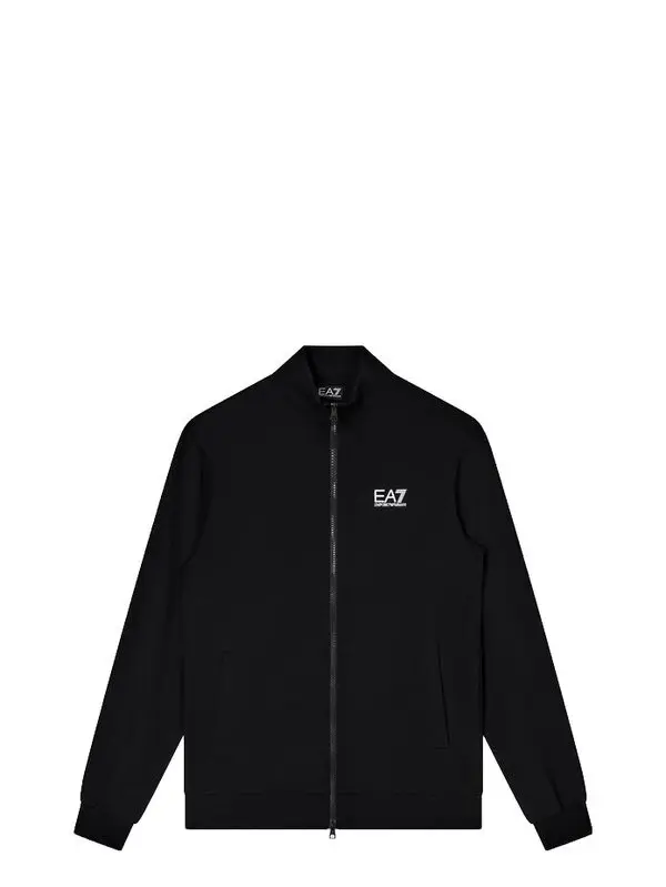 Emporio Armani Ea7 Core Identity Cotton Zip-up Sweatshirt - Black