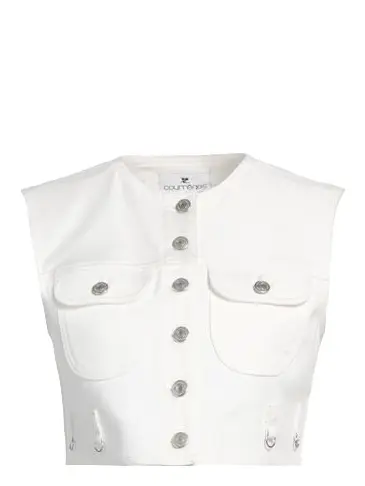 COURREGES Denim Vest With Appliqués - White