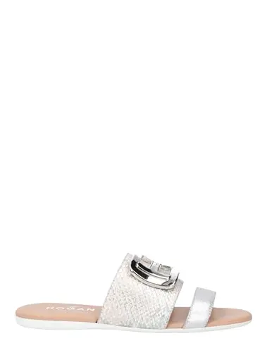 Hogan Leather Sandals - Silver