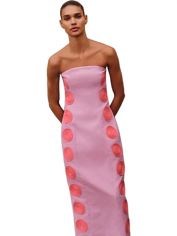 THE WOLF GANG Filipa Embroidered Maxi Dress - Lavender