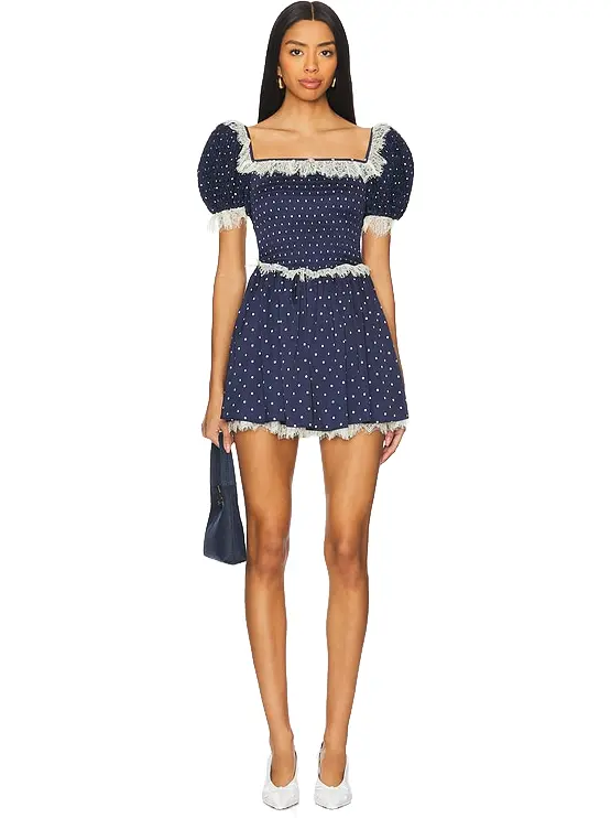For Love & Lemons Ines Mini Dress - Navy