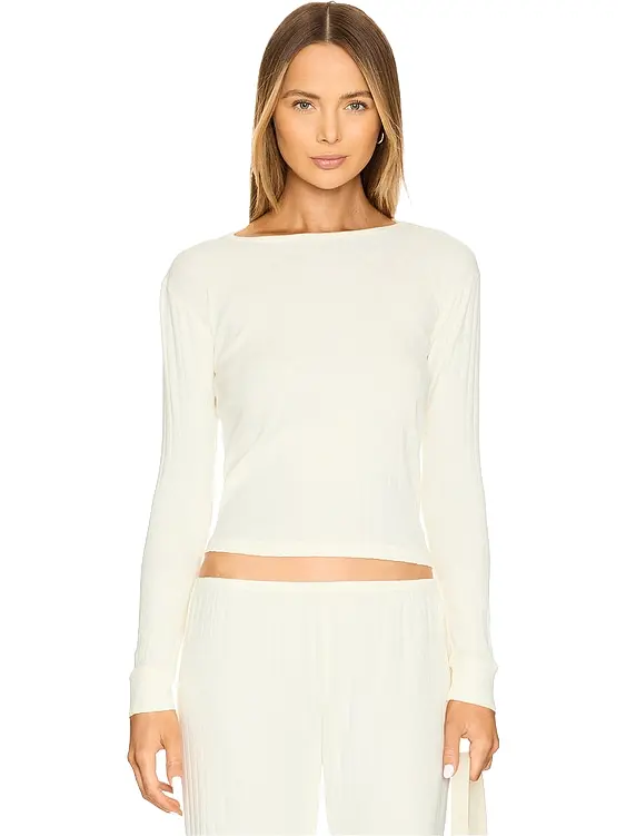 Donni. Pointelle Long Sleeve - Creme
