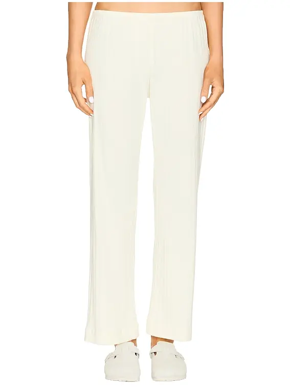 Donni. Pointelle Simple Cropped Pant - Creme