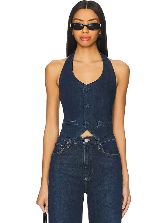 Good American Denim Halter Vest - Indigo724