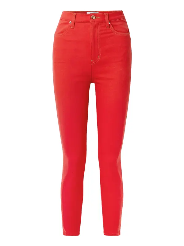 FRAME Carolina Herrera The Taper High-rise Skinny Jeans - Red