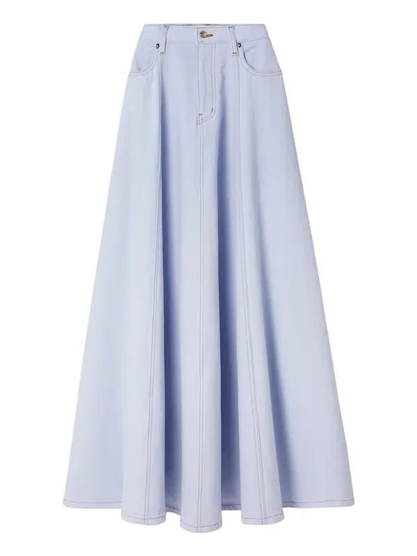 FRAME Carolina Herrera Denim Maxi Skirt - Blue