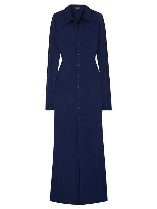 Balenciaga Stretch-jersey Maxi Shirt Dress - Blue