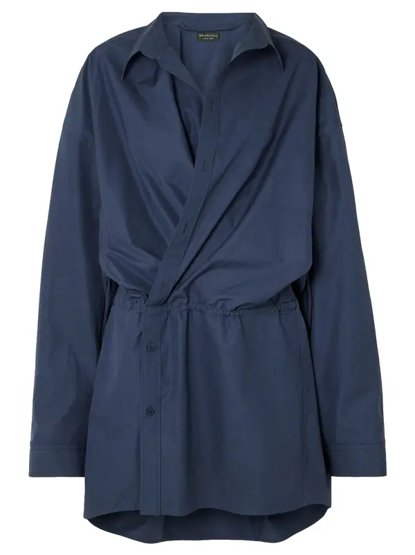 Balenciaga Asymmetric Mini Shirt Dress - Blue