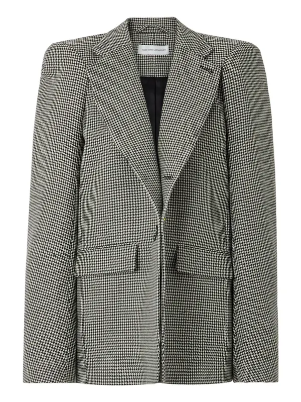 Marie Adam-Leenaerdt Houndstooth Wool Blazer - Black