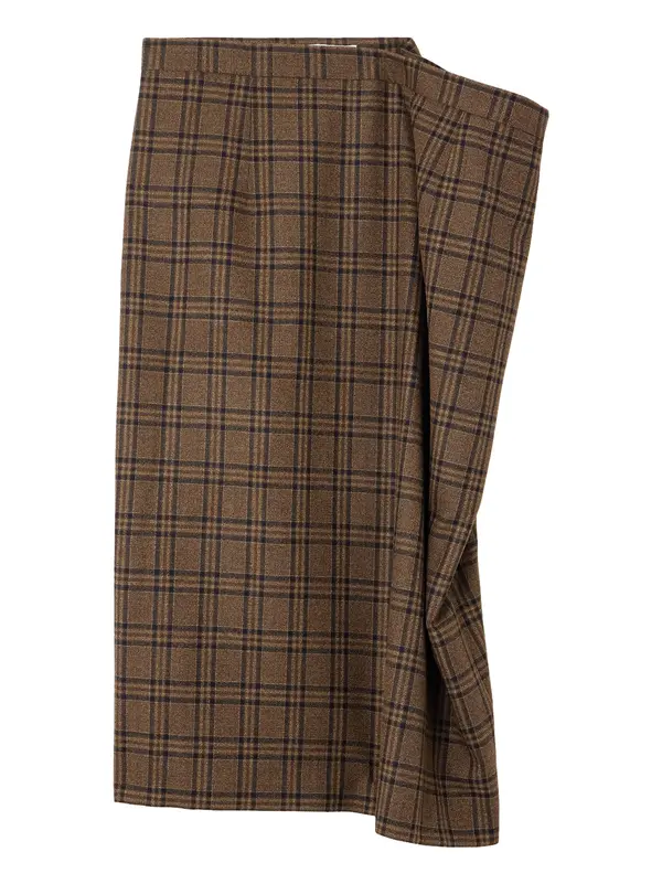 Marie Adam-Leenaerdt Checked Wool Midi Skirt - Brown