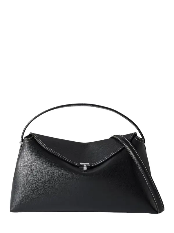TOTEME T-lock Textured-leather Shoulder Bag - Black