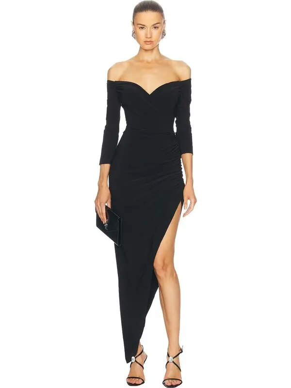 Norma Kamali Off Shoulder Sweetheart Gown - Black