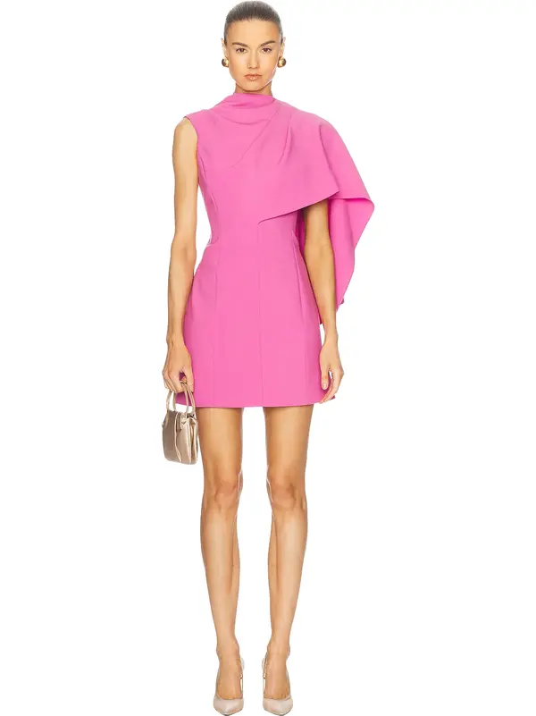 Oscar De La Renta One Shoulder Mini Dress - Rosehip