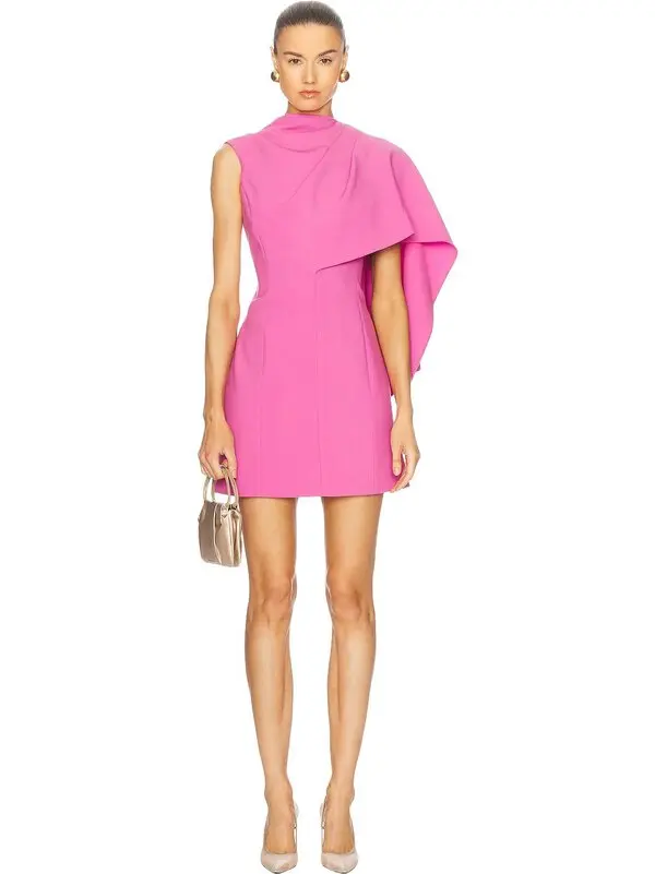 Oscar De La Renta One Shoulder Mini Dress - Rosehip