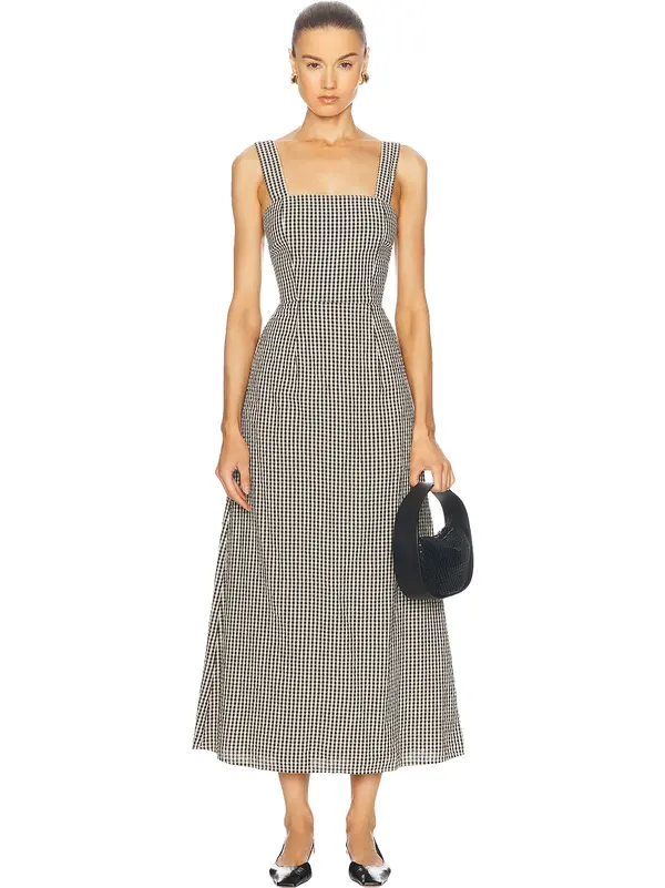Posse Amelia Square Neck Dress - Gingham Black & Cream