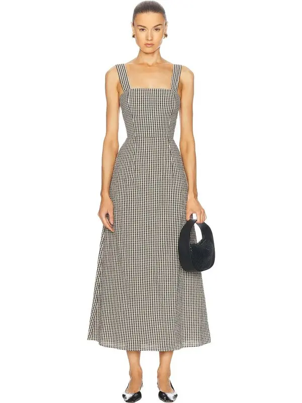 Posse Amelia Square Neck Dress - Gingham Black & Cream
