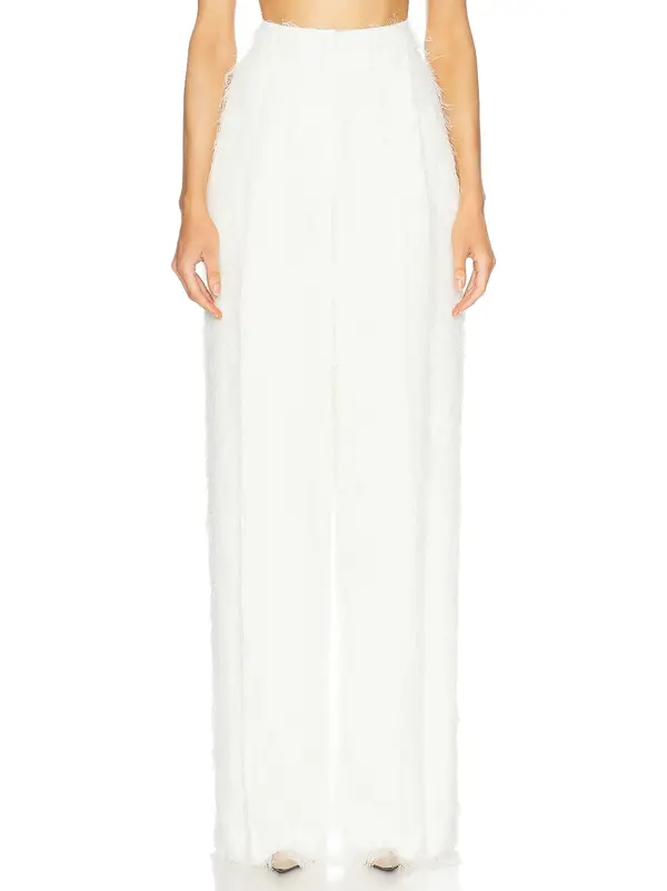 Oscar De La Renta Wide Leg Fringe Pant - Ivory