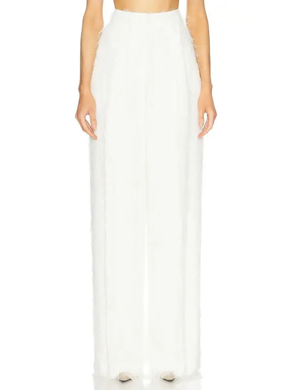 Oscar De La Renta Wide Leg Fringe Pant - Ivory