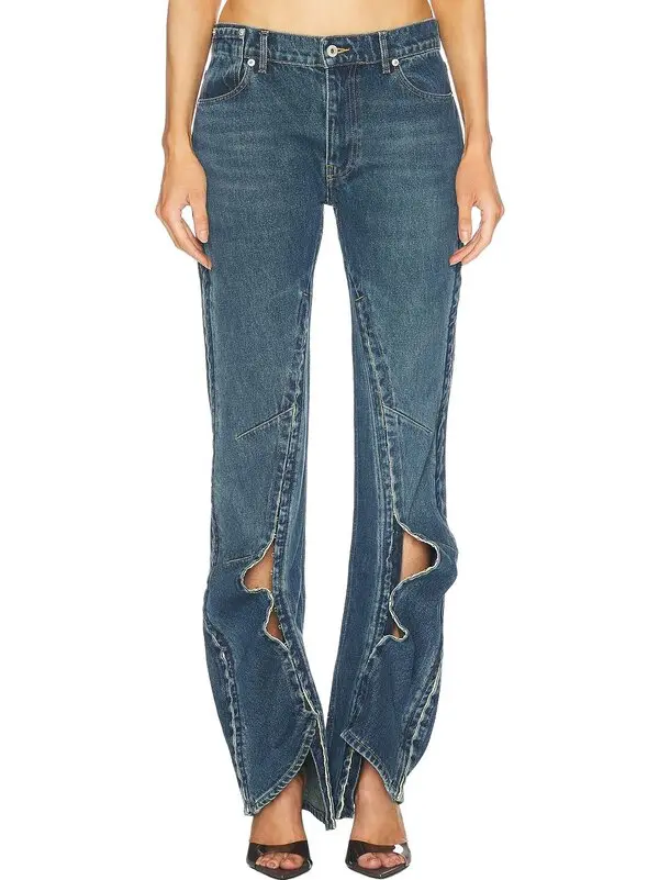 Y/project Hook And Eye Straight Leg Jeans - Evergreen Vintage Blue
