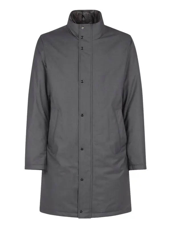 Herno High-neck Single-breasted Coat - Grey