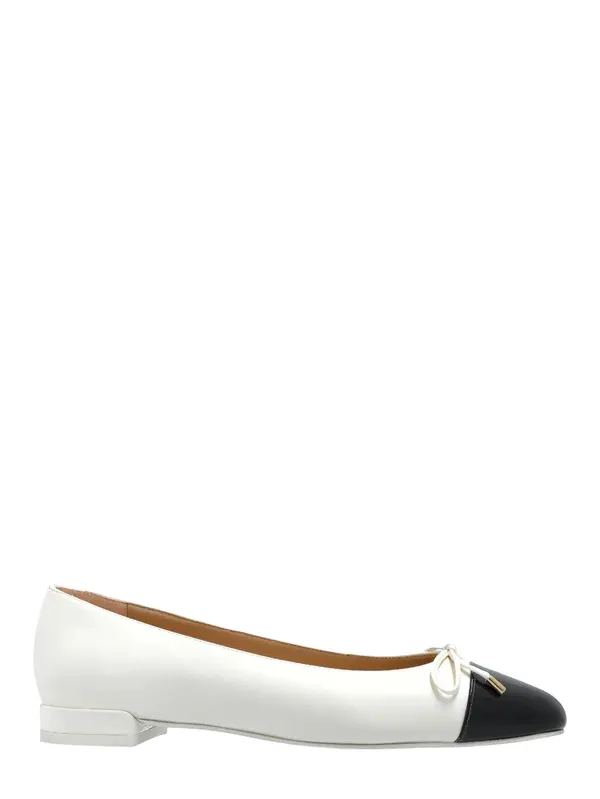 STUART WEITZMAN Sleek Bow Ballerina Flats - White