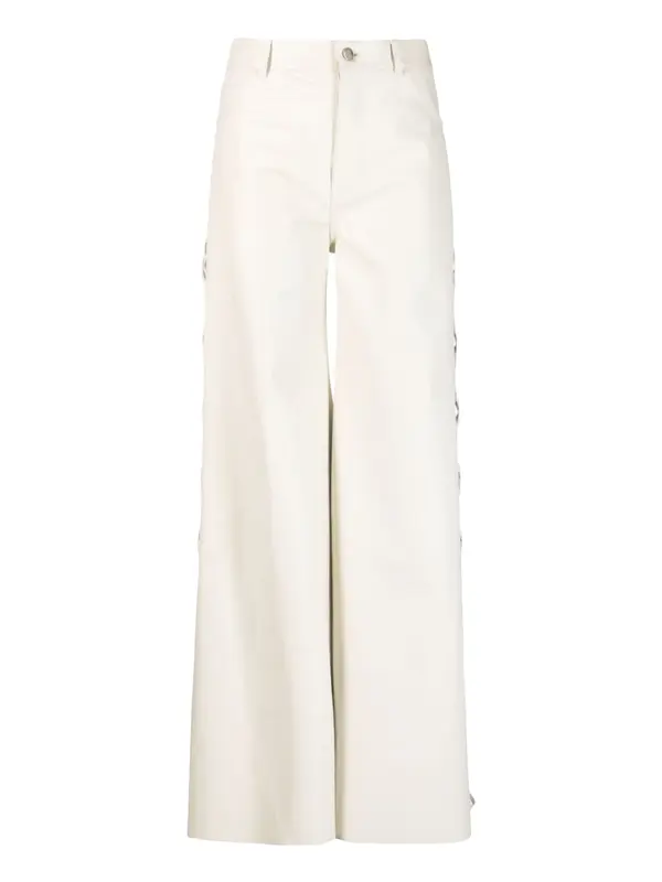 Chloé Lace-up Leather Trousers - 112 Eden White