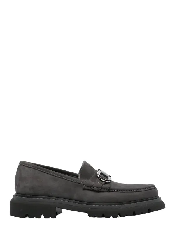 FERRAGAMO Gancini-plaque Loafers - Grey