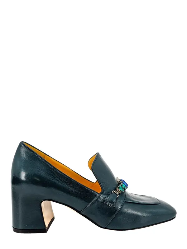 MADISON.MAISON 55mm Jeweled Leather Pumps - Green