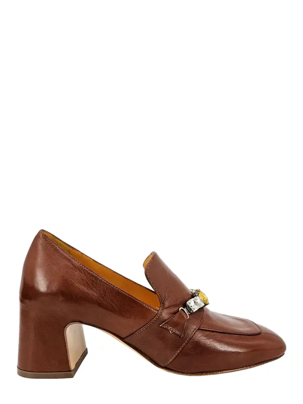 MADISON.MAISON 55mm Jeweled Leather Pumps - Brown