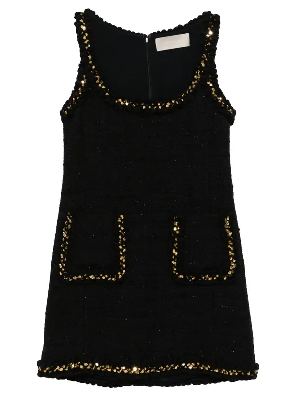 Elie Saab Embroidered Tweed Mini Dress - Black