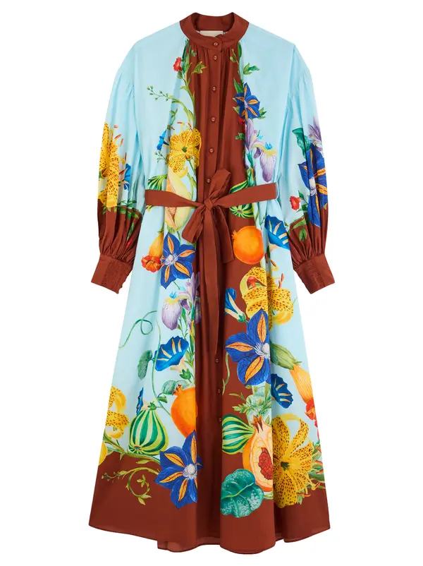 ALEMAIS Dahlia Printed Midi Shirt Dress - Multicoloured