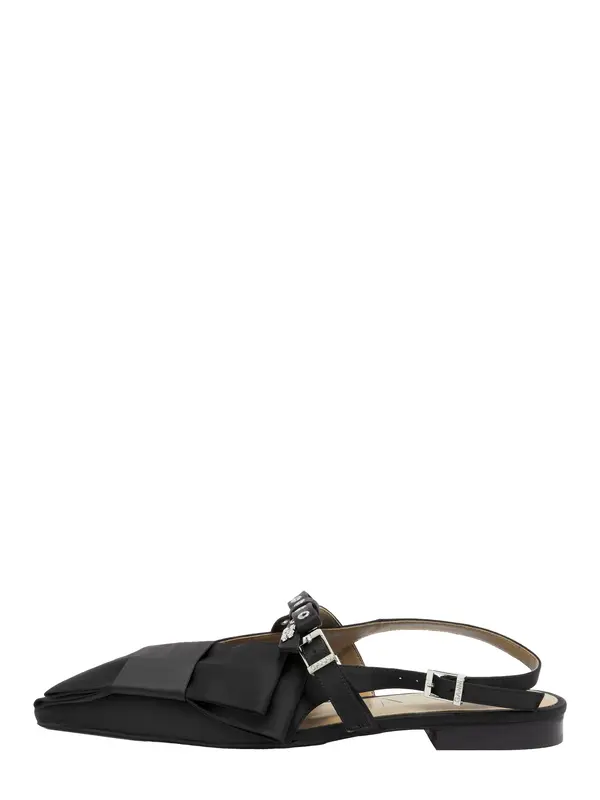 GANNI Big Bow Slingback Ballerina - Black
