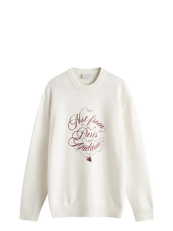 Drole De Monsieur Not From Paris Madame Caligraphy Crew Knit - Cream