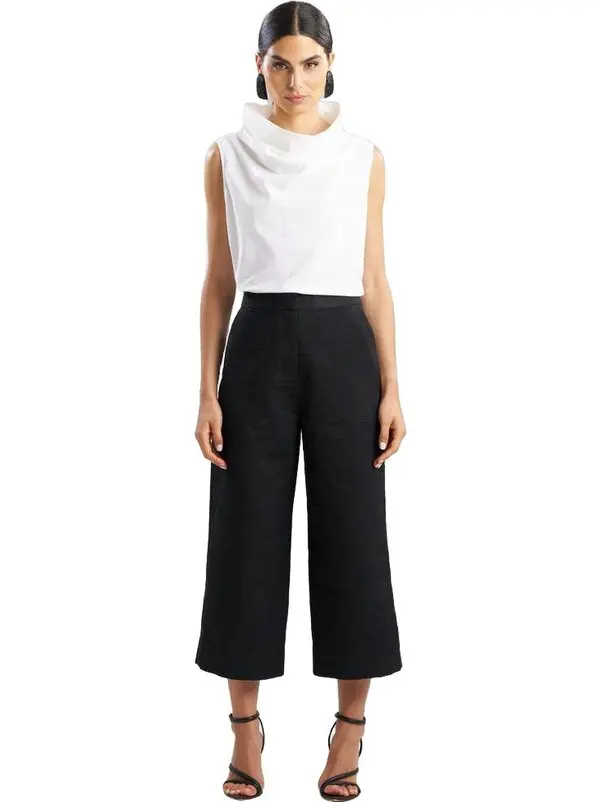 Natori Geo Texture Jacquard Crop Pant - Black