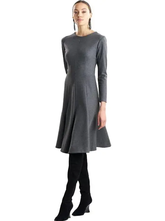 Natori Double Jersey Fluted Hem Midi Dress - Grey