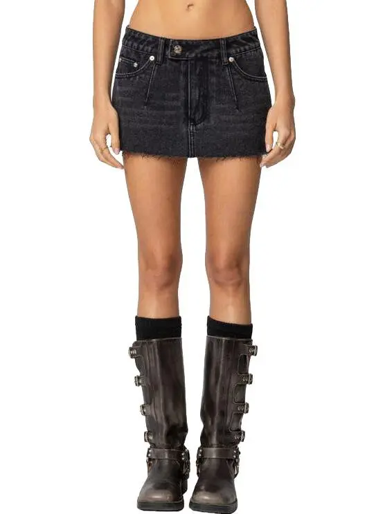 EDIKTED Clementine Denim Miniskirt - Black-washed