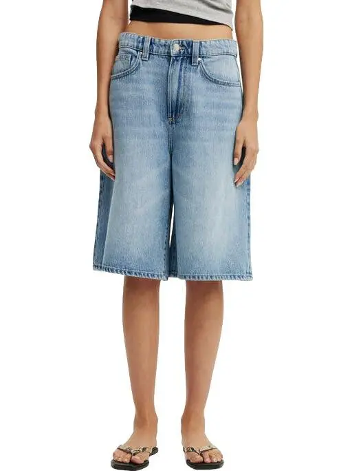 COTTON ON Lyocell Wide Denim Jort - Blue Cove