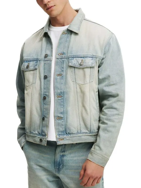 COTTON ON Oversized Trucker Jacket - Halen Blue