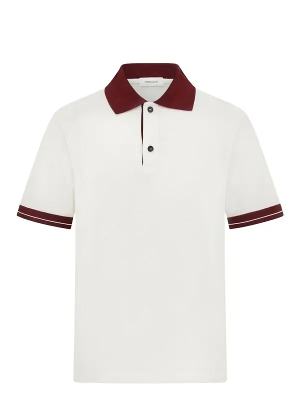 FERRAGAMO Logo-embroidered Polo Shirt - White